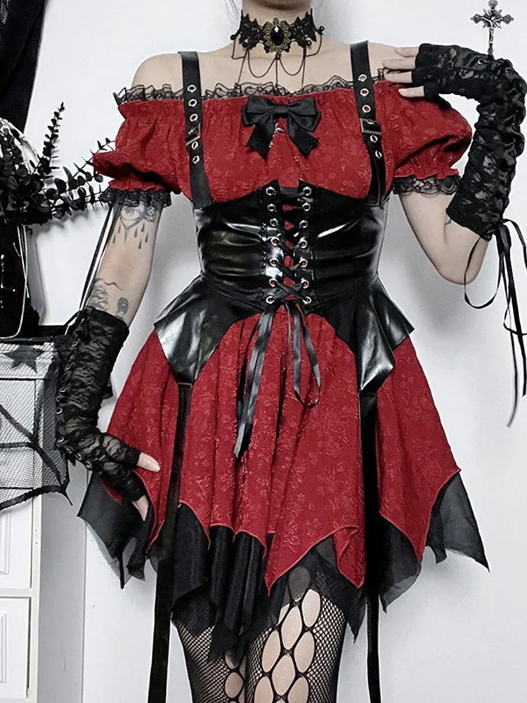Goth Style Dirndl Dress with Lace Trim | Free Shipping!